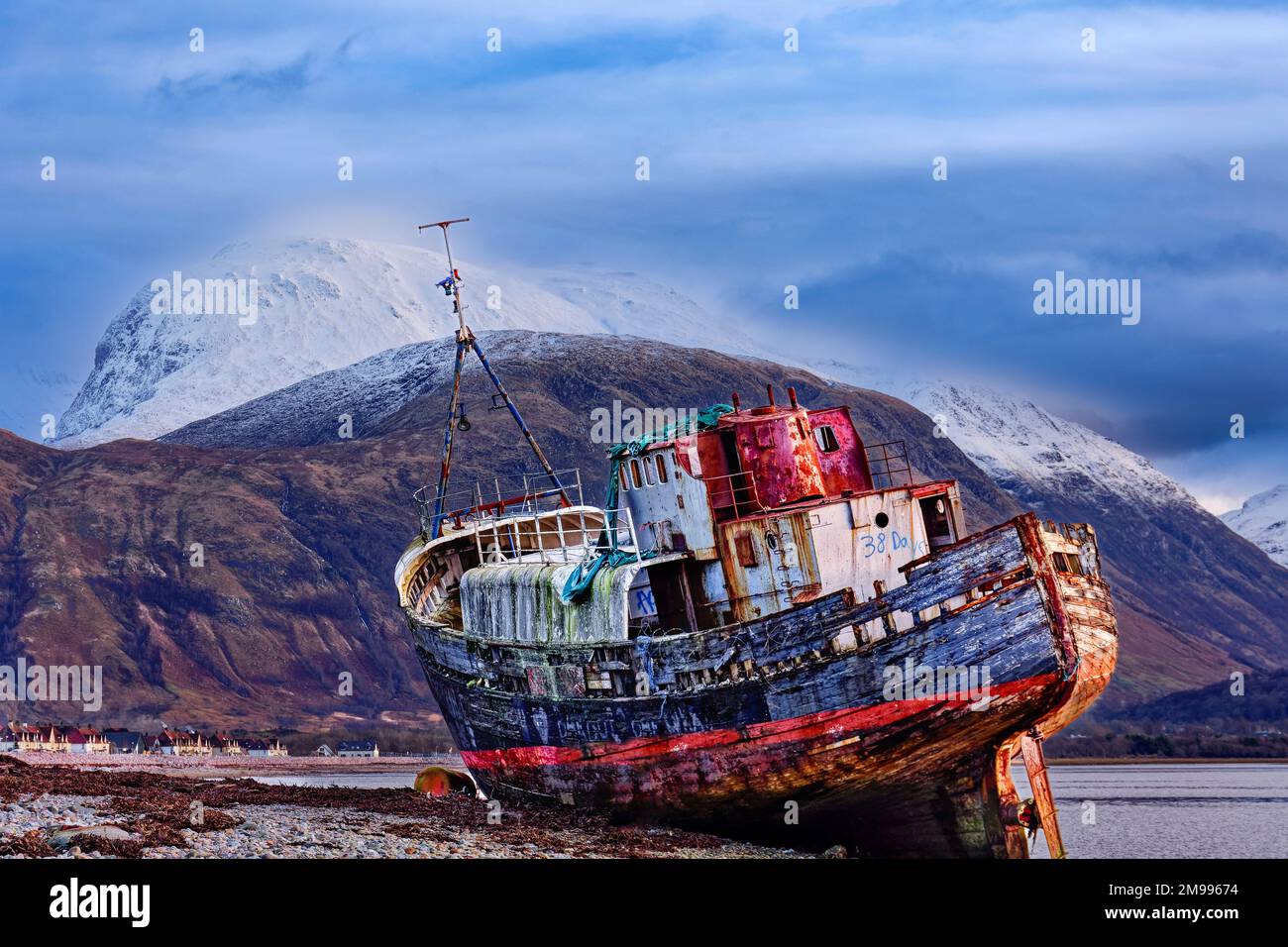 Old Boat of Caol Fort William Scotland the boat abandoned on the beach ...
