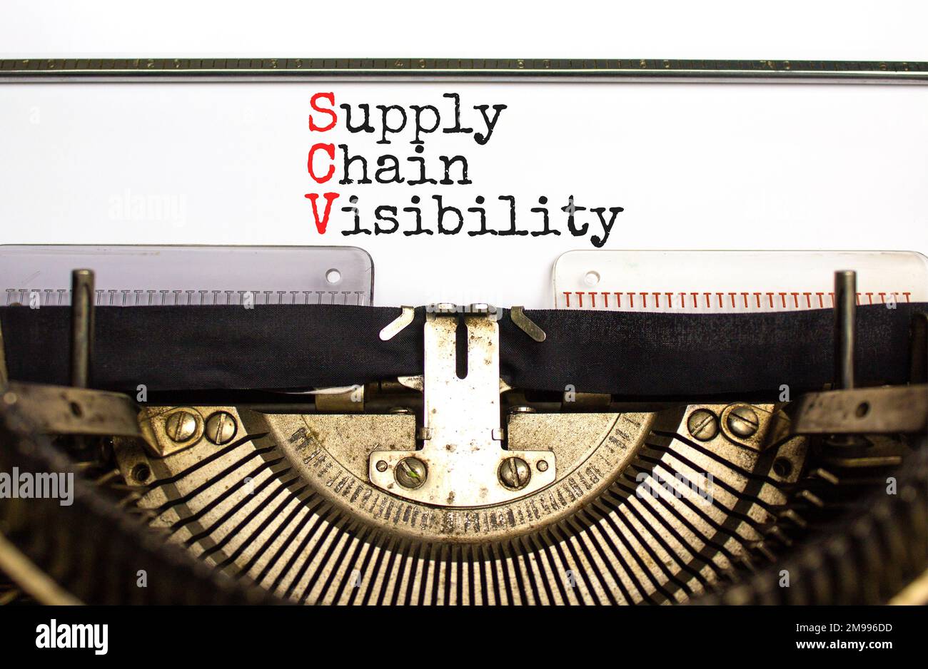 SCV supply chain visibility symbol. Concept words SCV supply chain ...