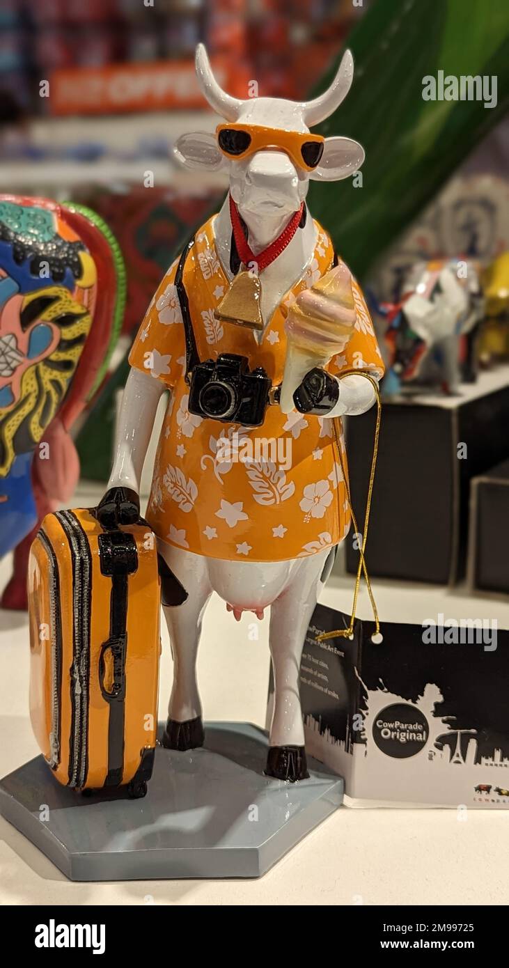 CowParade Vacation Cow on display in Schiphol airport Stock Photo - Alamy