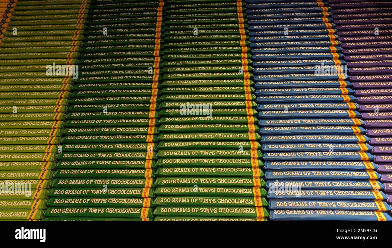 Tony's chocolonely on display in Schiphol airport Stock Photo - Alamy