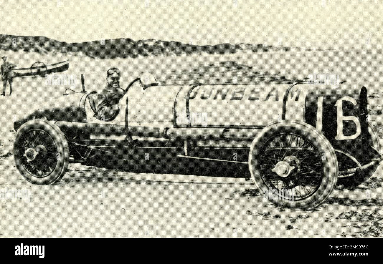Sir Malcolm Campbell in his 350 hp Sunbeam on Saltburn Sands, North ...