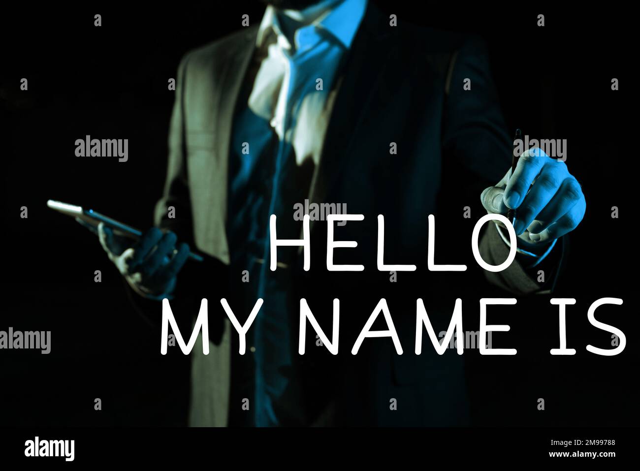 Text caption presenting Hello My Name Is. Business idea introducing ...