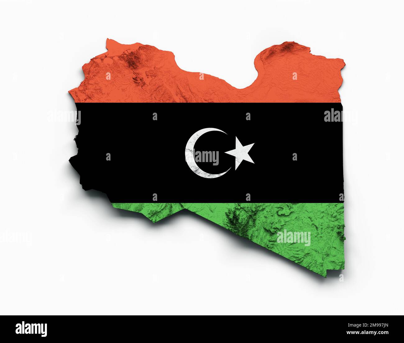 A 3D illustration of the Libya Map isolated on the white background ...