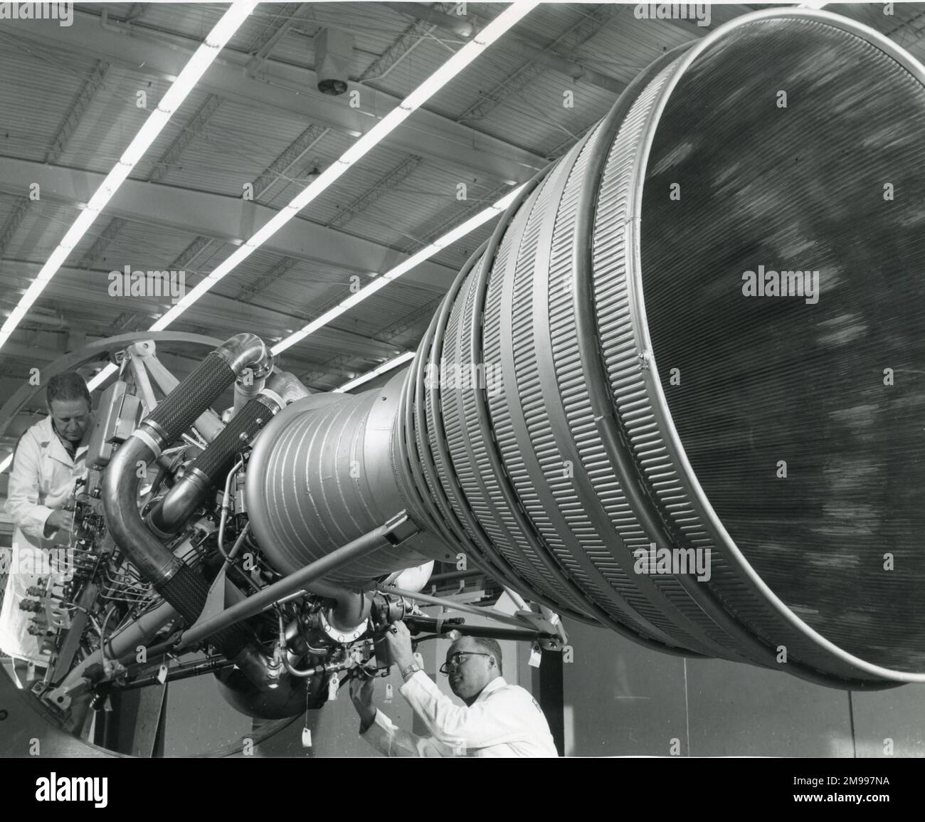 Mechanics at the Canoga Park, California, plant of Rocketdyne make ...
