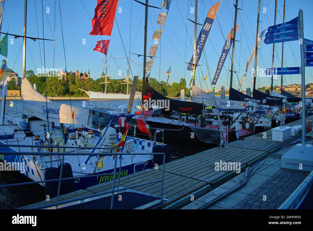 Stockholm, Sweden - 06 21 2009: Sailing boats of the Volvo ocean race ...