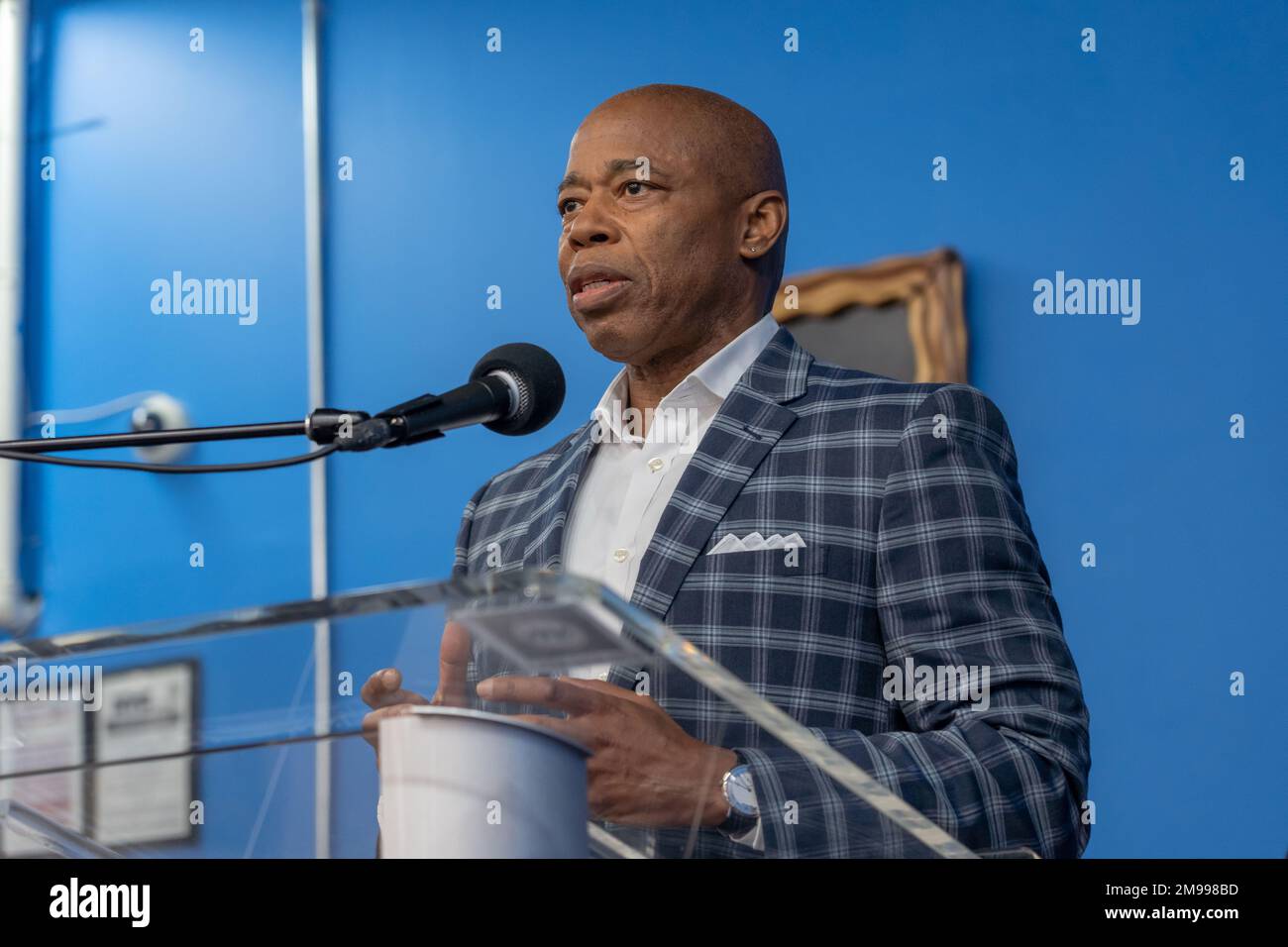 New York City Mayor Eric Adams speaks during a Martin Luther King Jr ...