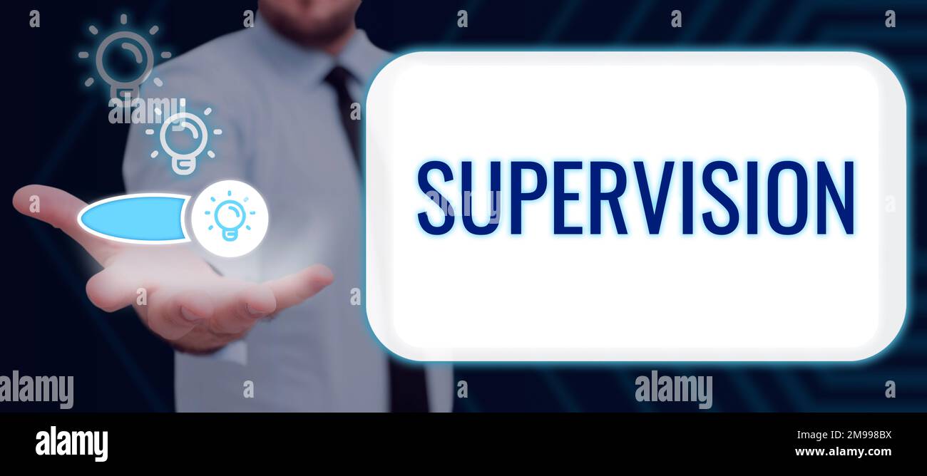 Hand writing sign Supervision. Word Written on monitoring and ...