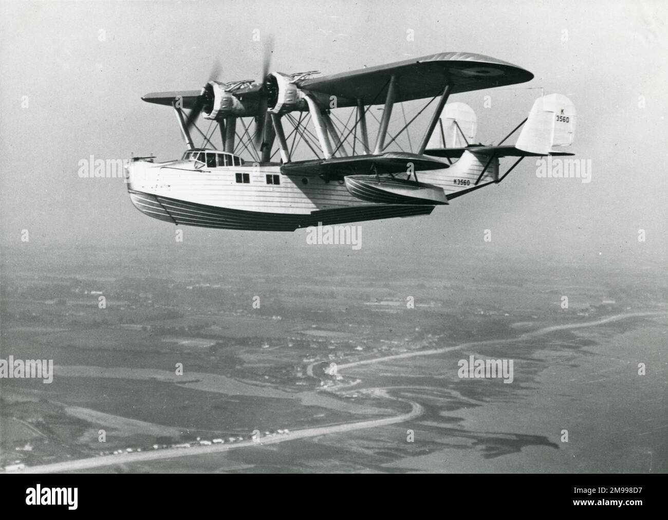 The first Saunders-Roe A27 London, K3560, over the south of England in ...