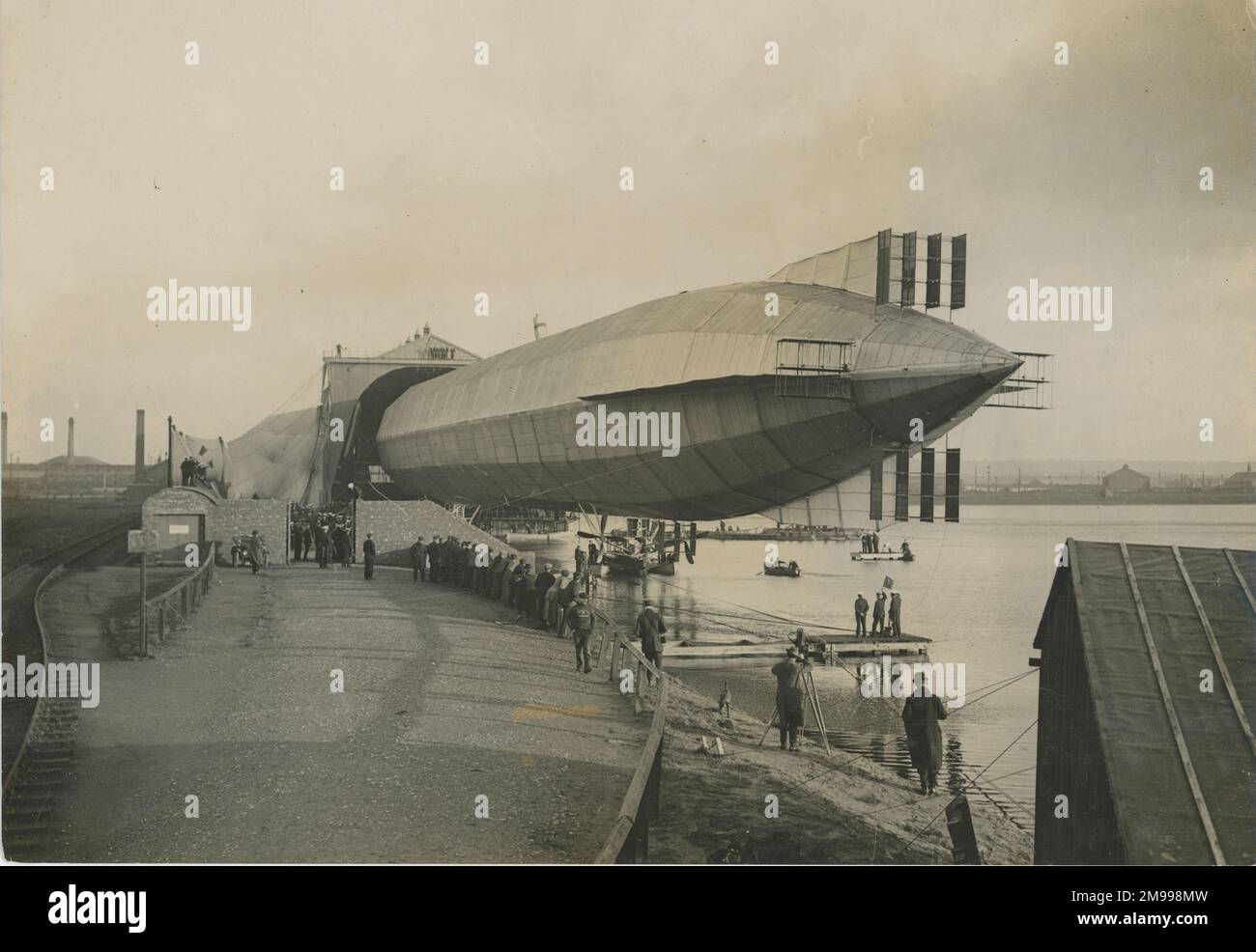 HMA No1 Mayfly leaving its floating shed at the Cavendish Dock, Barrow ...