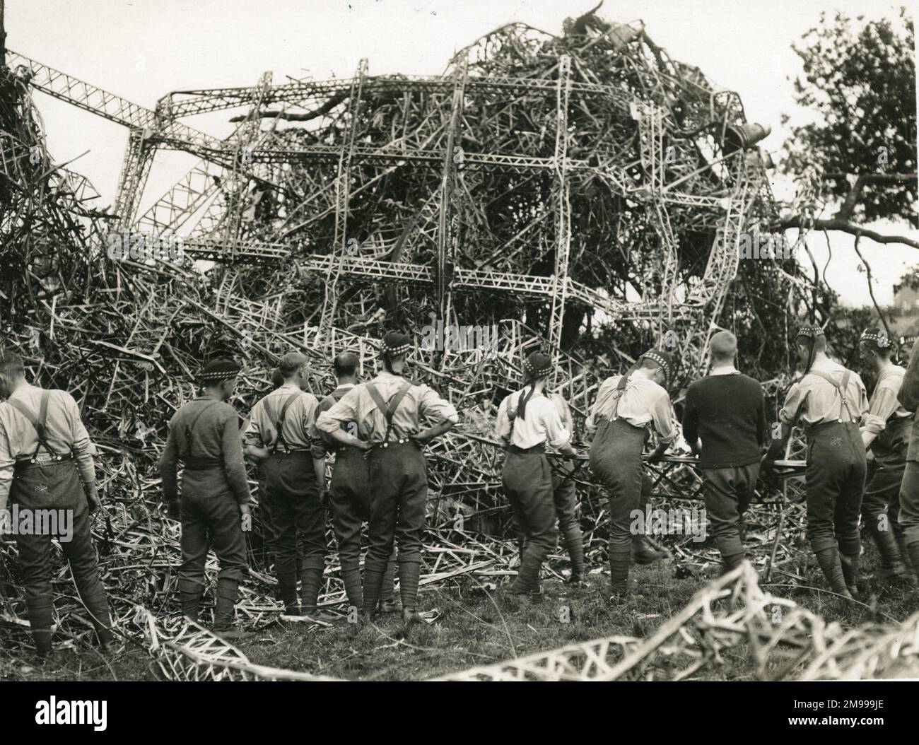 The remains of Zeppelin L32 (LZ74) at Great Burstead, Billericay, 24 ...
