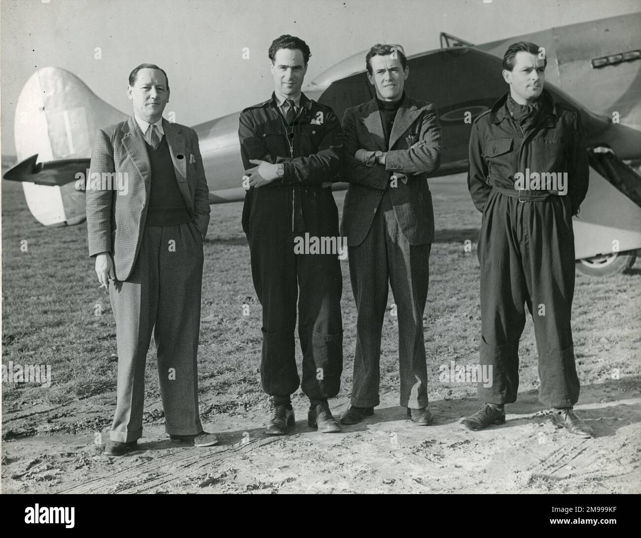Hawker test pilots alongside a Hawker Tempest. From left: Capt Hubert ...