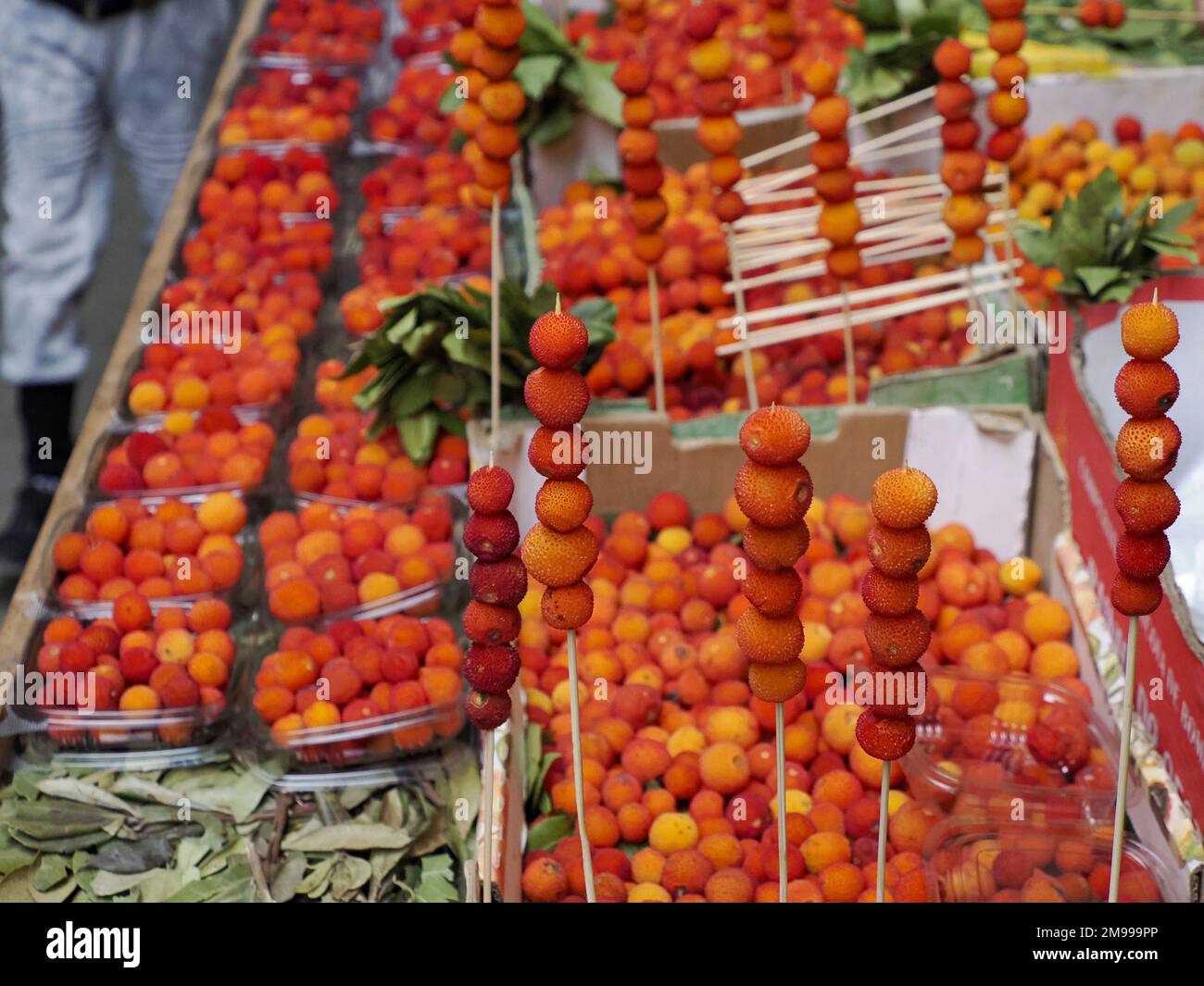 Arbutus Unedo Fruit at Roadside Stand in Morocco strawberry tree fruit ...