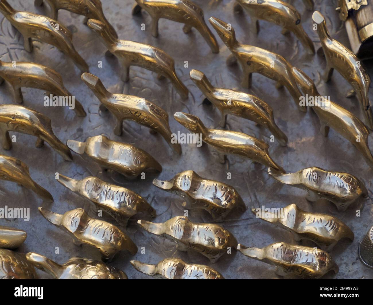 Copper ware shop with crockery, pots and pans in the metal work part of ...