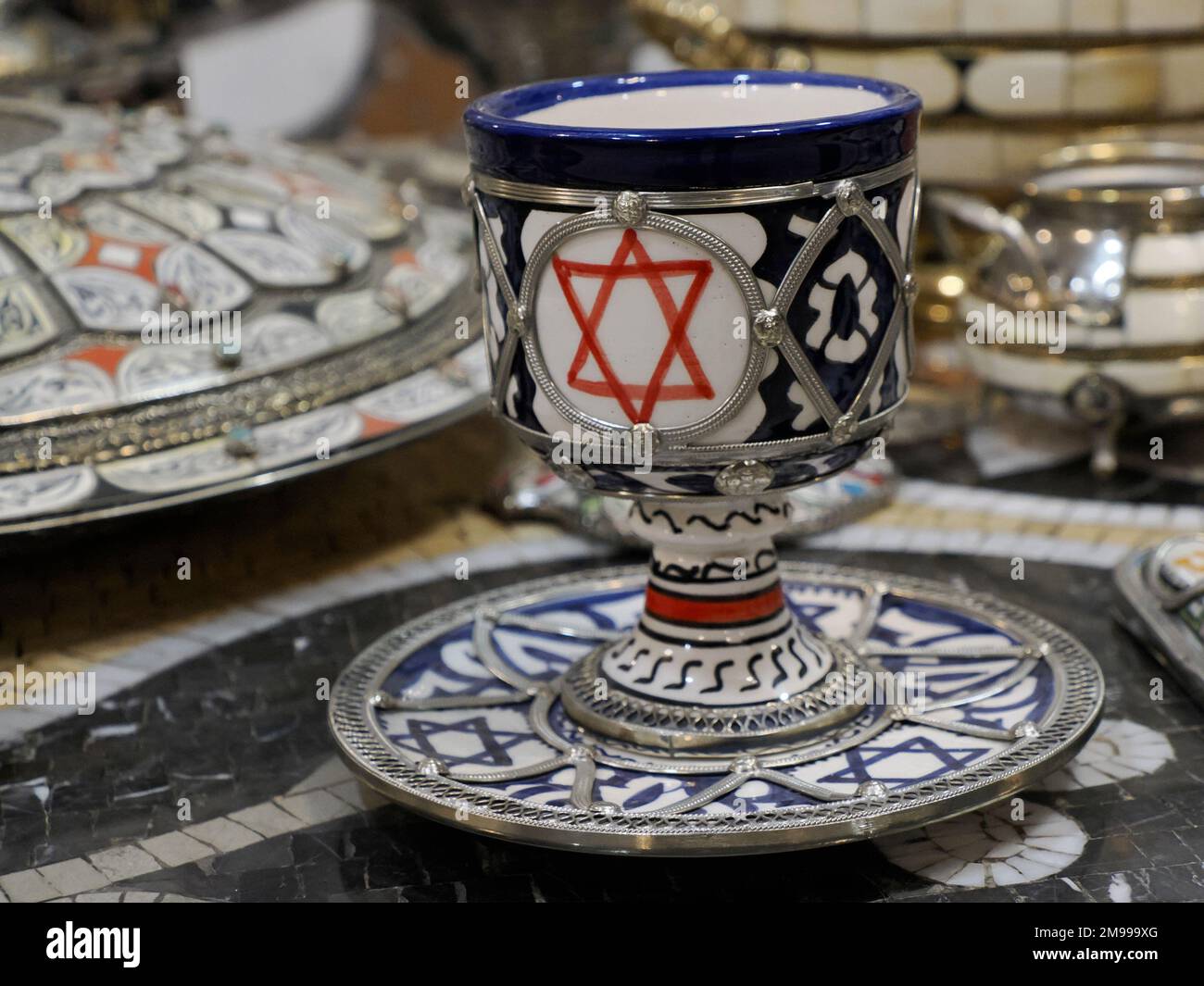 jewish Craftsman painting and decorating ceramic products in pottery ...