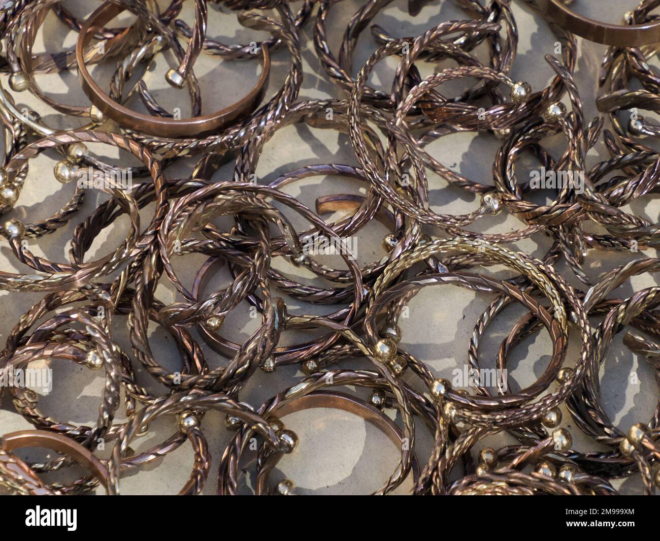 Copper ware shop with crockery, pots and pans in the metal work part of ...