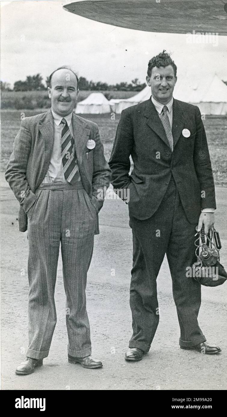 Sqn Ldr Albert Kenneth Cook DFC, Avro test pilot, left, and Sqn Ldr ...