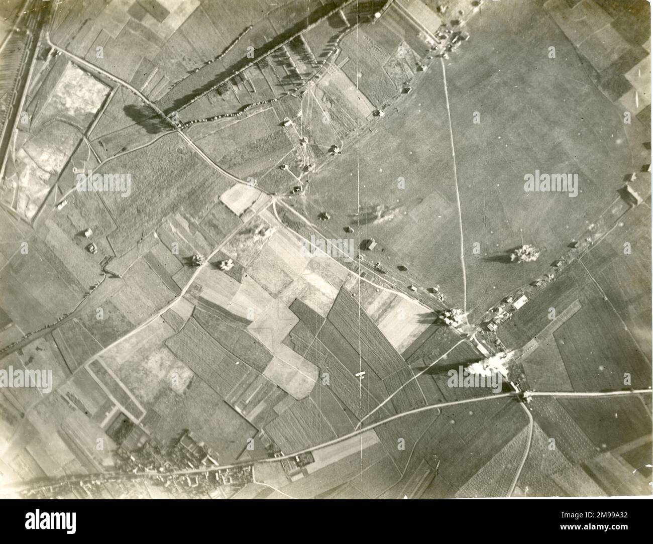 Aerial view of bombing on the Western Front from 11,000ft in 1916 Stock ...