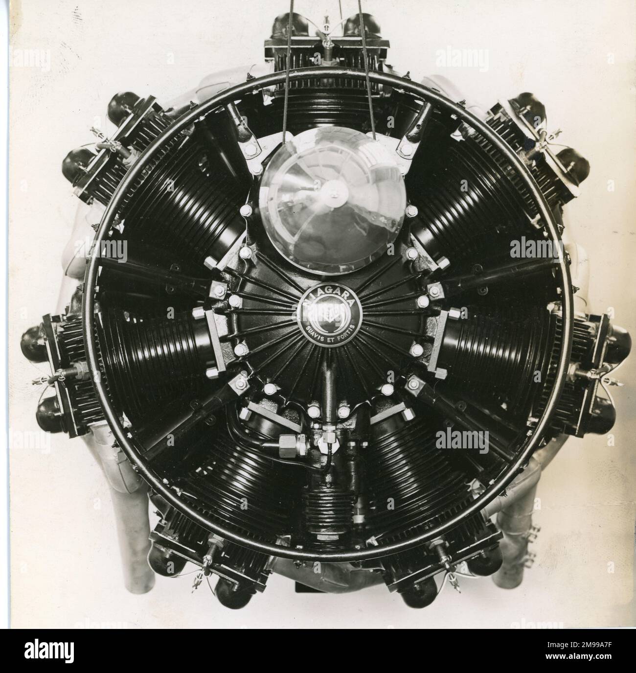 Front view of a Pobjoy Niagra seven-cylinder radial engine of 90hp ...