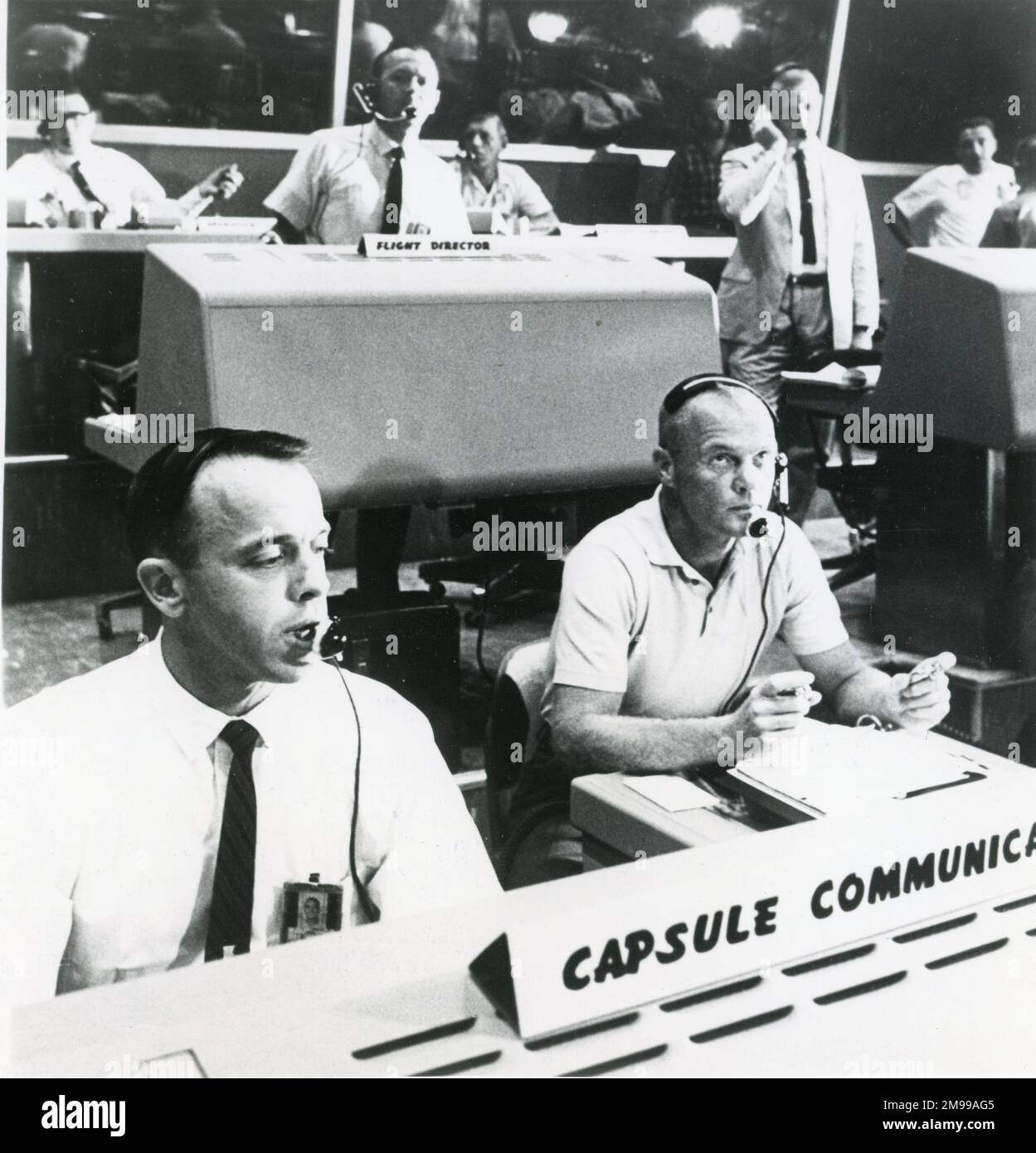 From left: Alan Shepard Jr and John Glenn Jr in the Mercury control ...