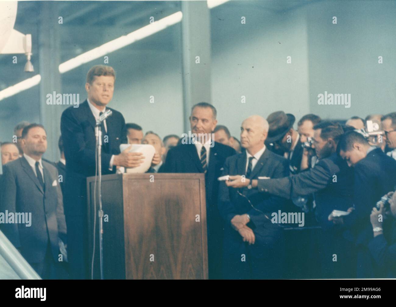 President John F. Kennedy during a visit to the Manned Spacecraft ...