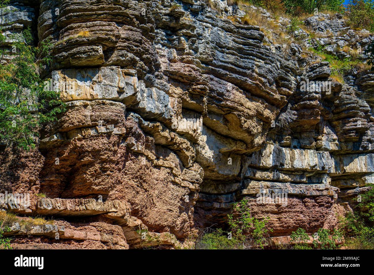View at geological formations at Boljetin river gorge in Eastern Serbia ...