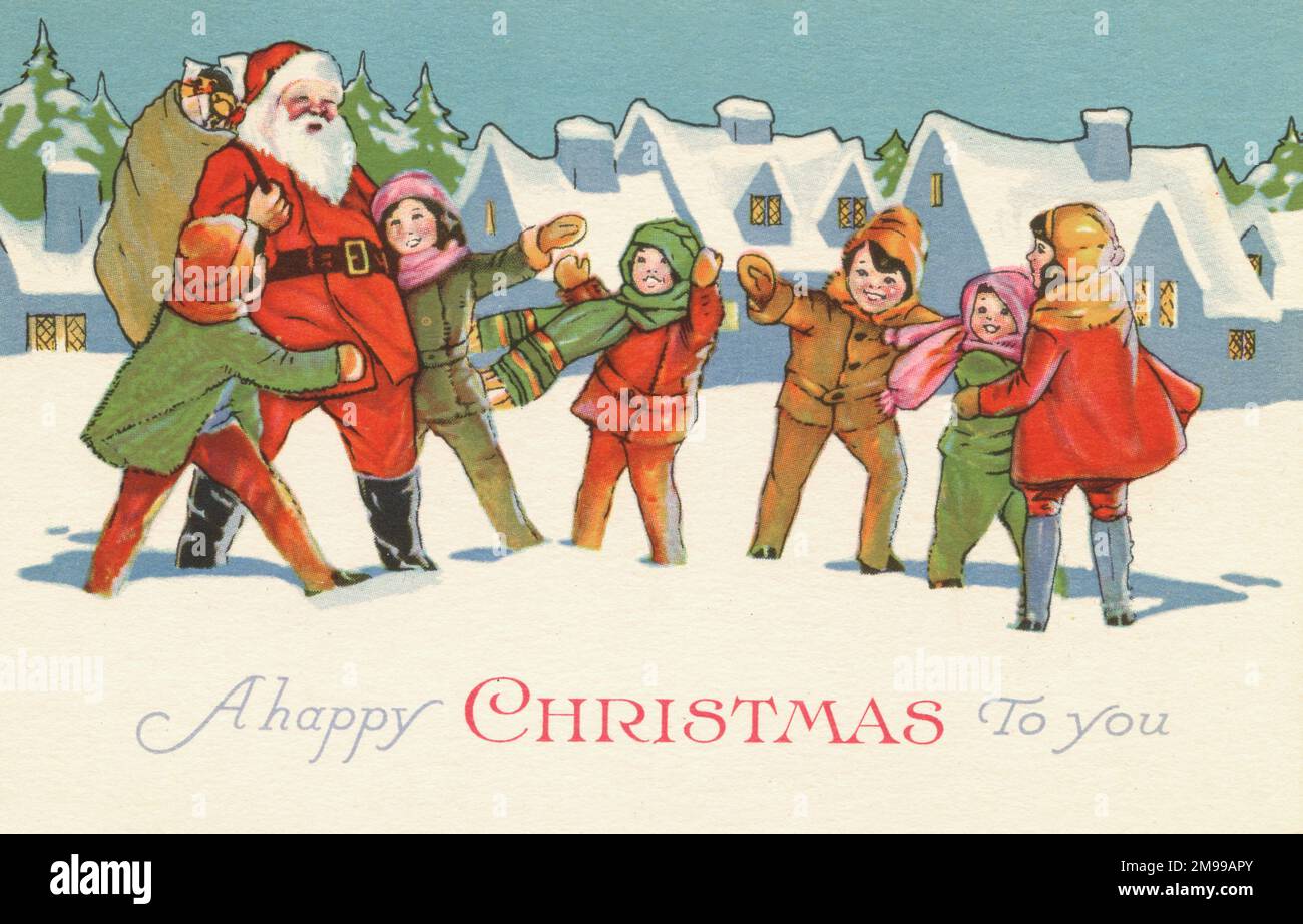 A group of children stumble across Father Christmas in the snow and ...