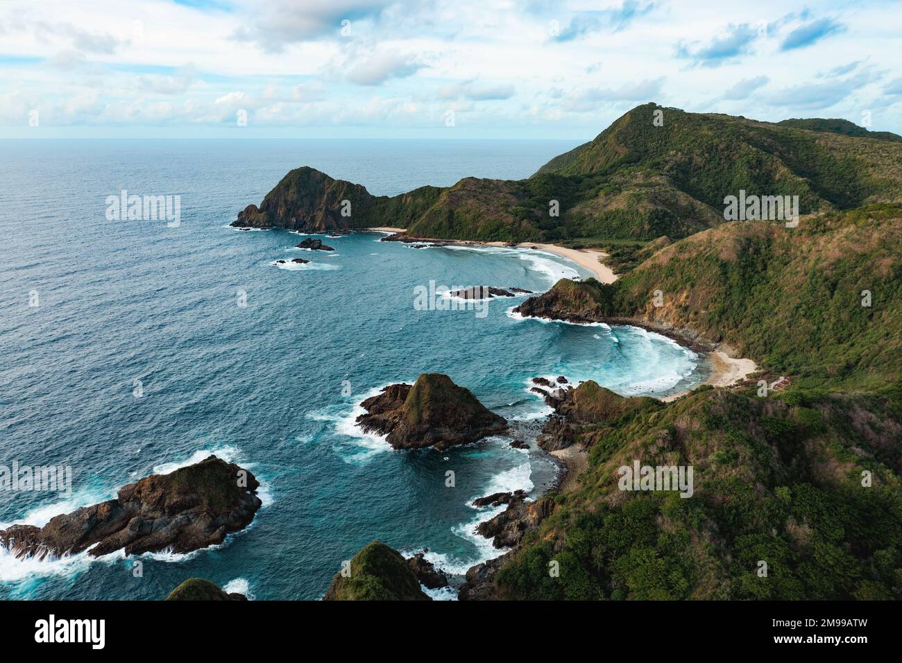 View from above, stunning aerial view of a rocky cliff with some ...