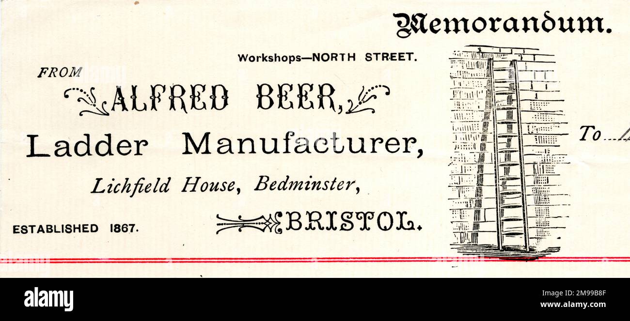 Stationery, Alfred Beer of Bristol, Ladder Manufacturer Stock Photo - Alamy