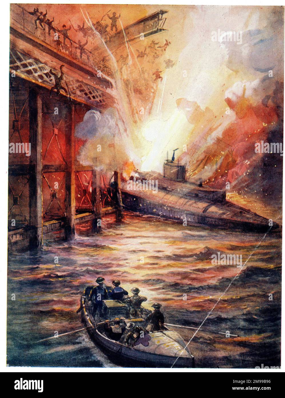 British Submarine C3 strikes and explodes at Zeebrugge, Netherlands ...