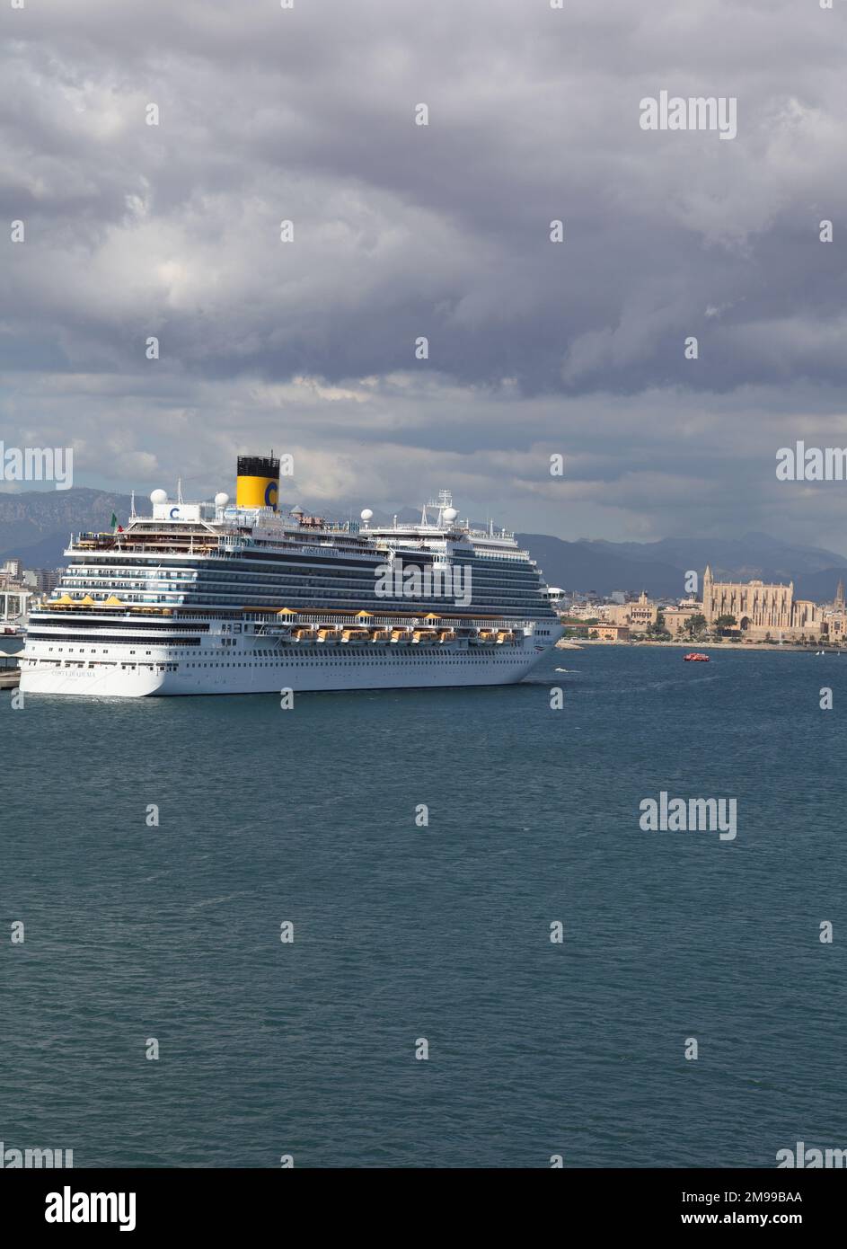 Costa cruise ship arriving in port of Palma de Mallorca, Majorca, Spain ...