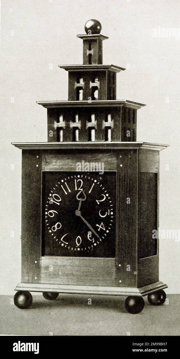 Clock case in ebony inlaid with ivory, designed by CFA Voysey Stock ...