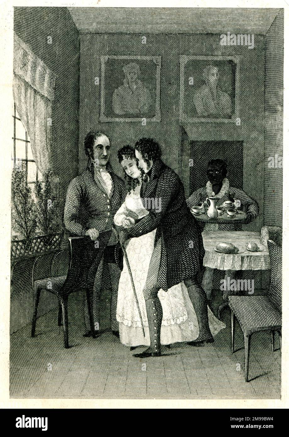 Family with black servant Stock Photo - Alamy