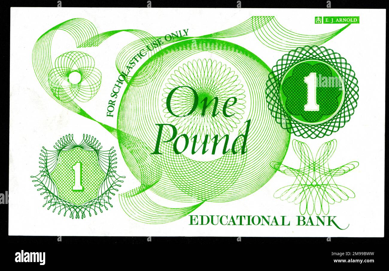 Educational Bank, One Pound note, for scholastic use only Stock Photo ...