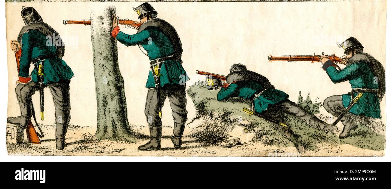 Four riflemen in action Stock Photo - Alamy