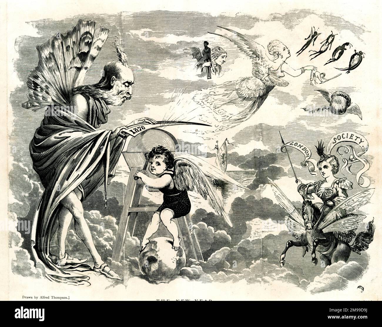 Cartoon, The New Year Stock Photo - Alamy