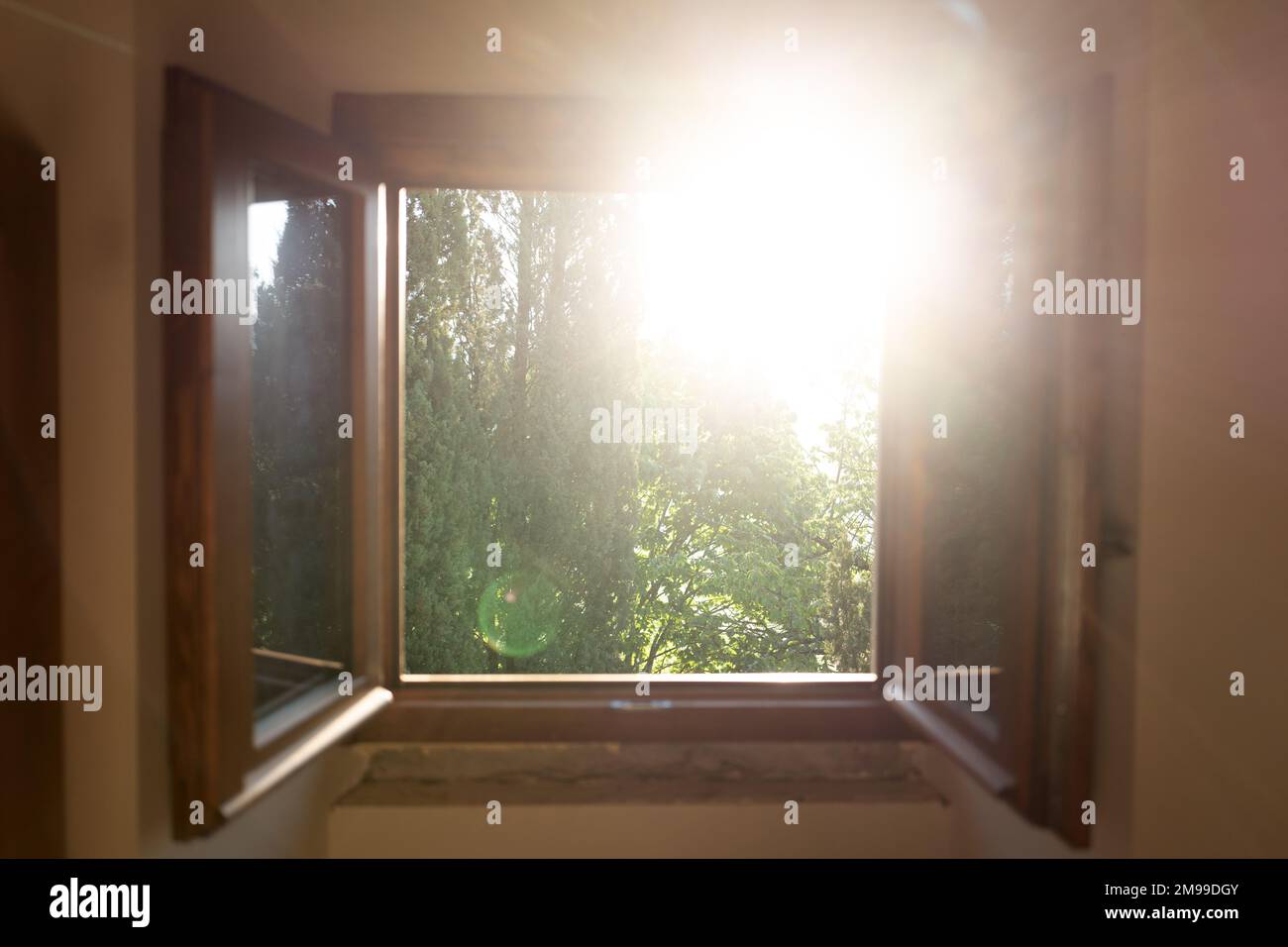 Window sunrise in a countryhouse of Tuscany Italy Stock Photo - Alamy
