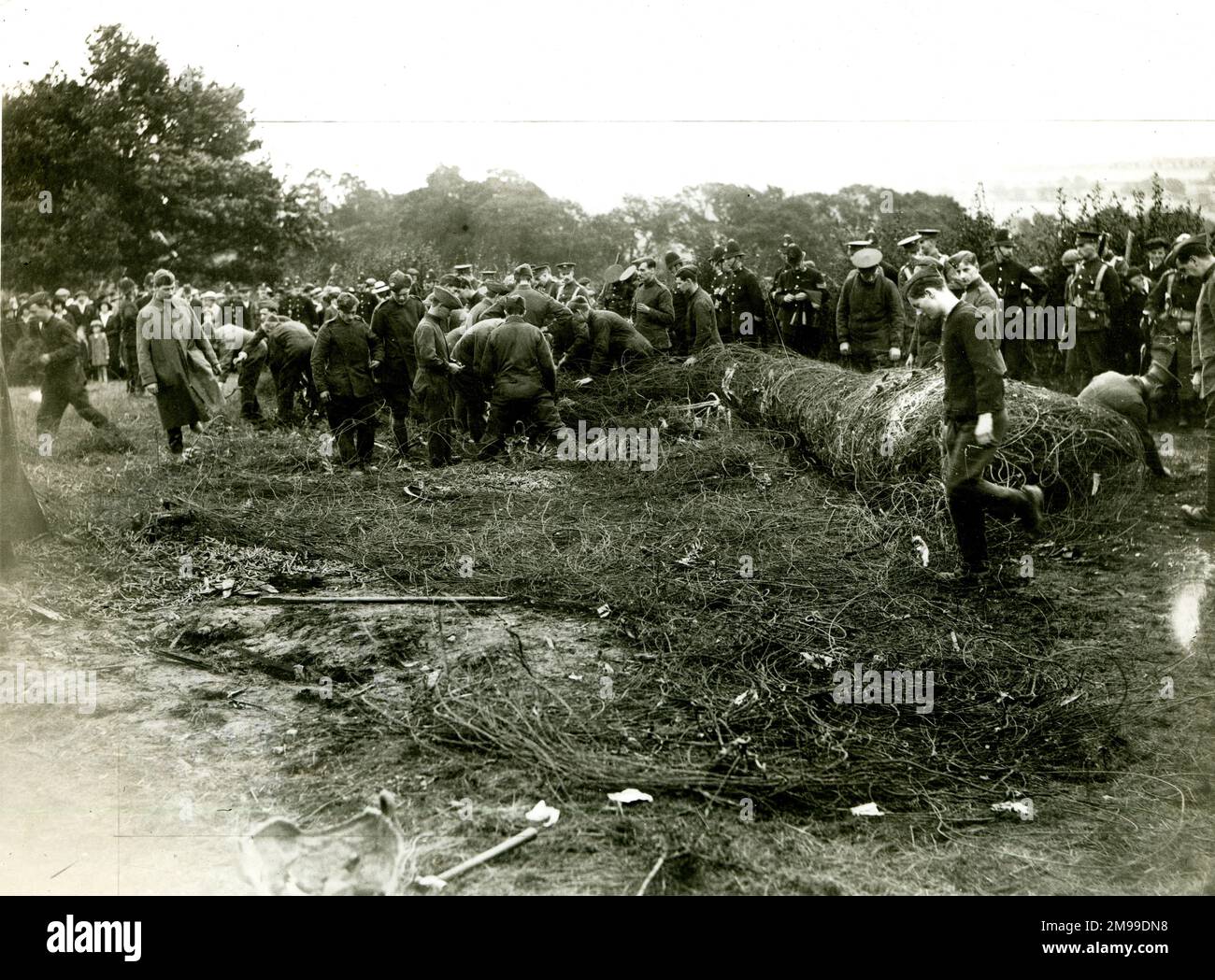 Destruction of the first German airship on British soil during the ...