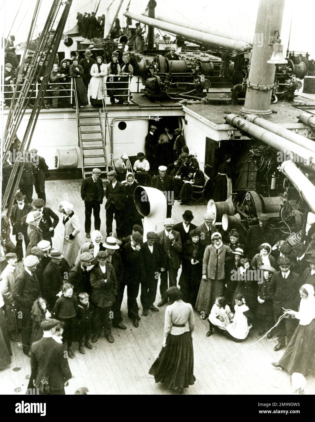 Passengers on the deck of the liner, Empress of Ireland, which ...