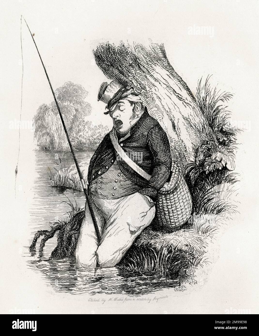 Illustration, Fisherman fast asleep Stock Photo - Alamy