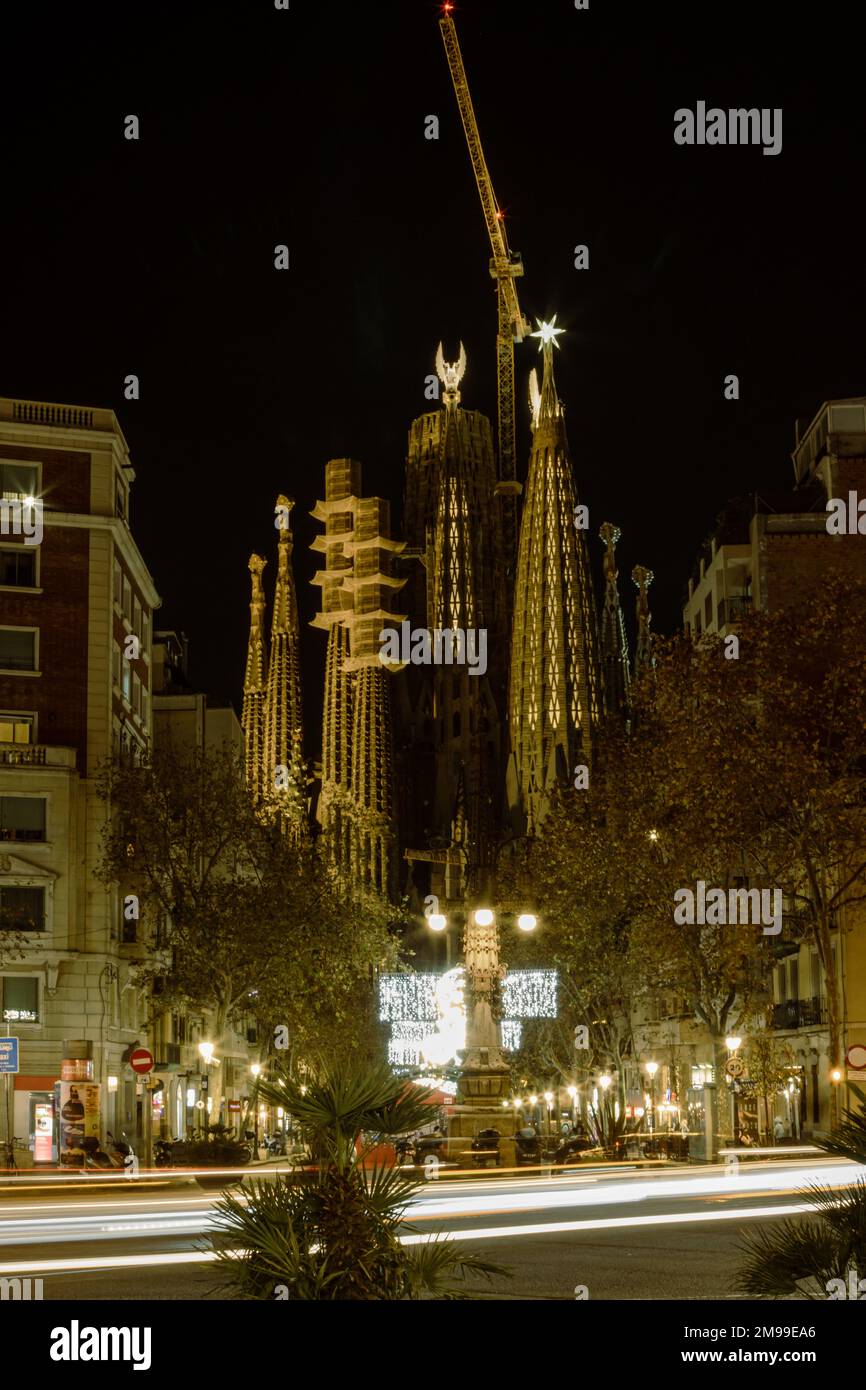 New monument of San Marcos and Lucas tower, Sagrada Familia Stock Photo ...