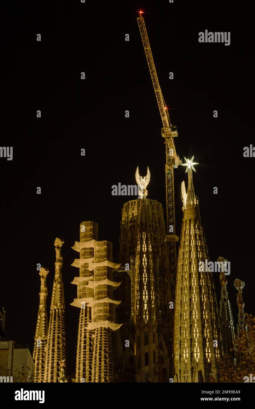 New monument of San Marcos and Lucas tower, Sagrada Familia Stock Photo ...