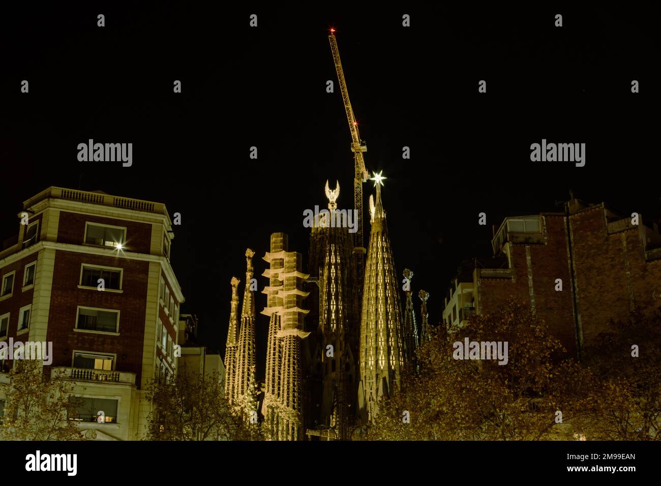 New monument of San Marcos and Lucas tower, Sagrada Familia Stock Photo ...