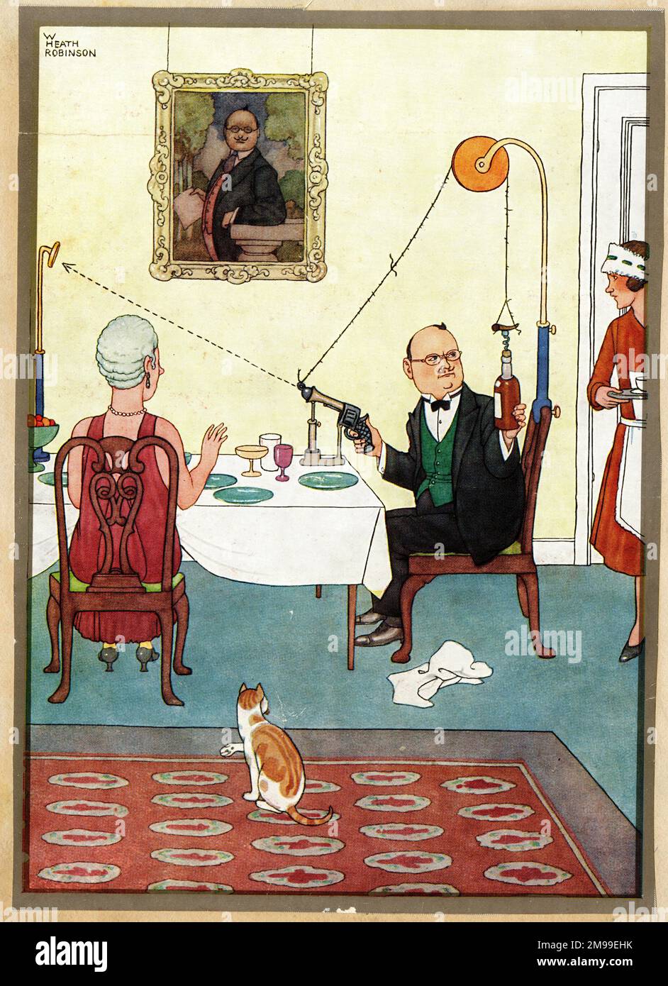 W Heath Robinson - Opening the Wine Bottle Stock Photo - Alamy
