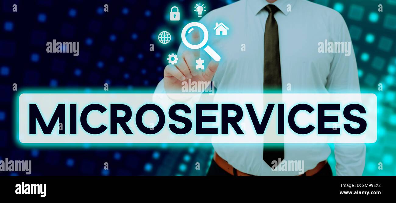 Text caption presenting Microservices, Conceptual photo Software ...