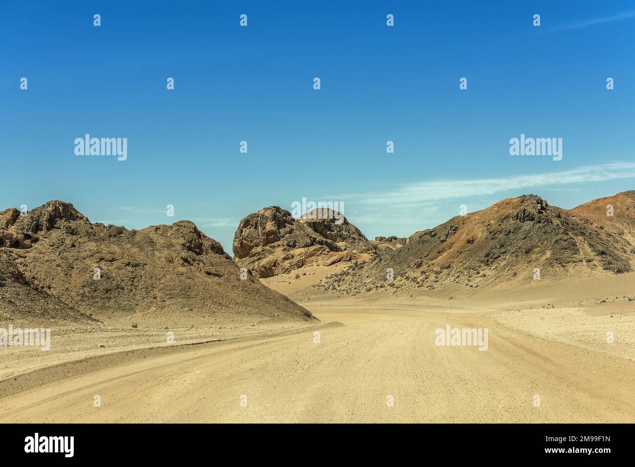sand road through the lunar landscape near Swakopmund, Namibia Stock ...