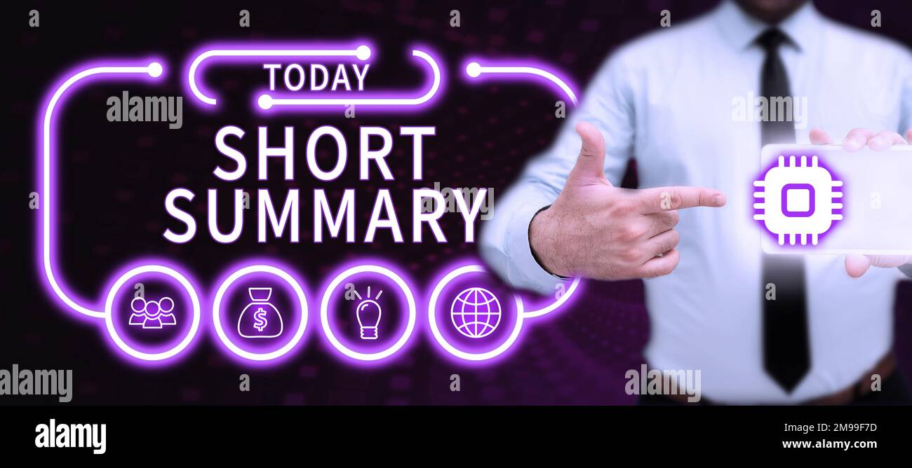 Text sign showing Short Summary, Word for Brief statement of main ...