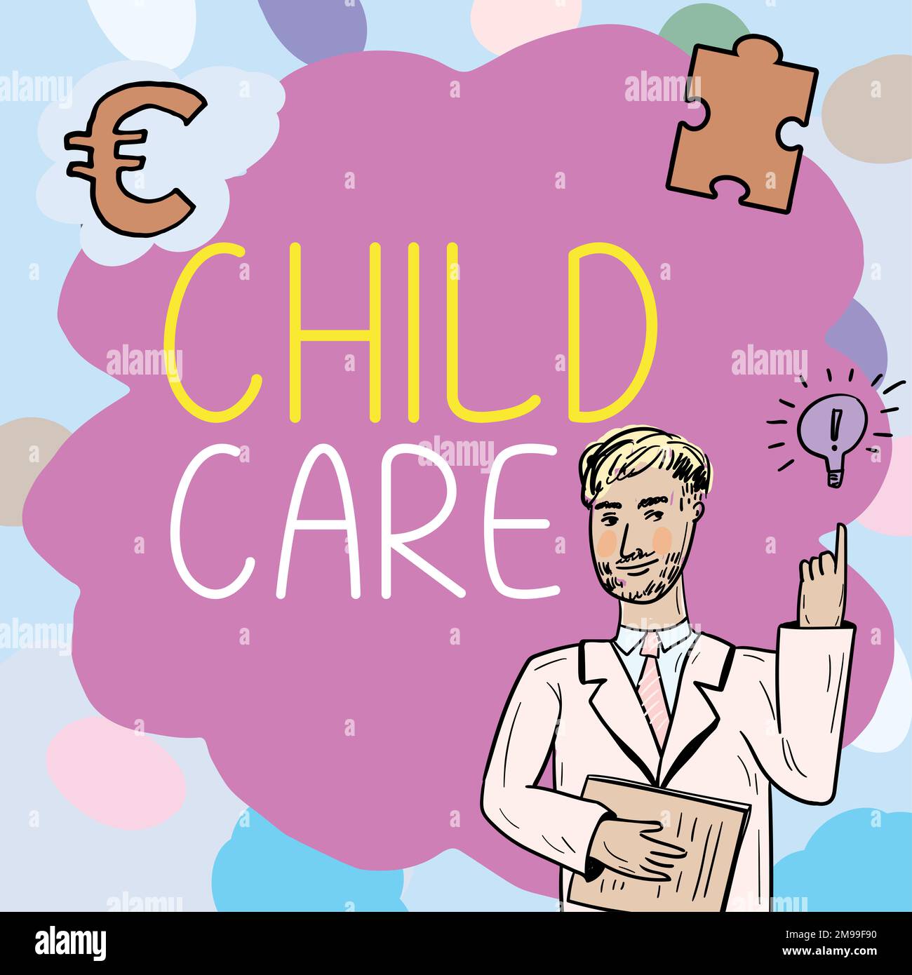 Text caption presenting Child Care. Word Written on a care of children ...