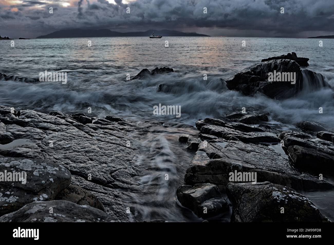 Sea, rocks and hills near Elgol Stock Photo - Alamy