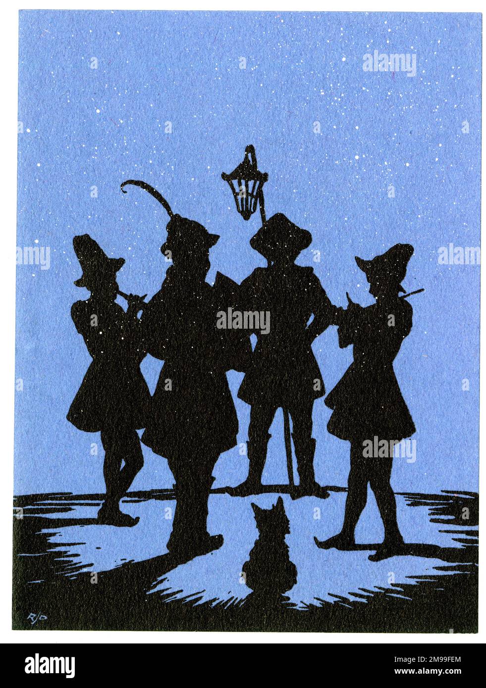 Silhouette, Christmas carol Singers Stock Photo - Alamy