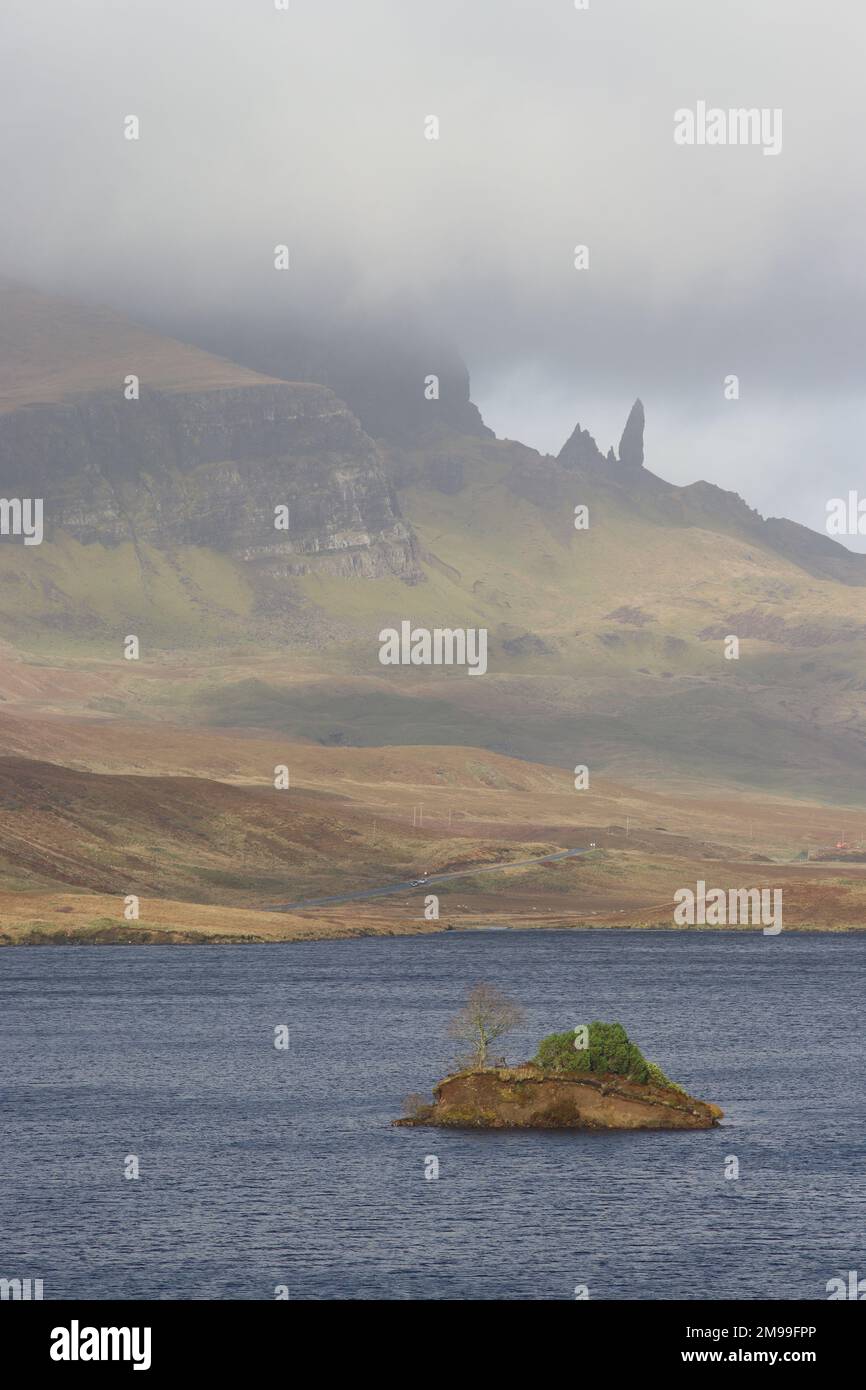 Loch Fada and Old Man of Storr Stock Photo - Alamy
